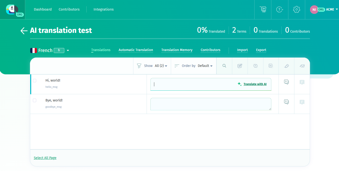 Translation options with the localization platform POEditor