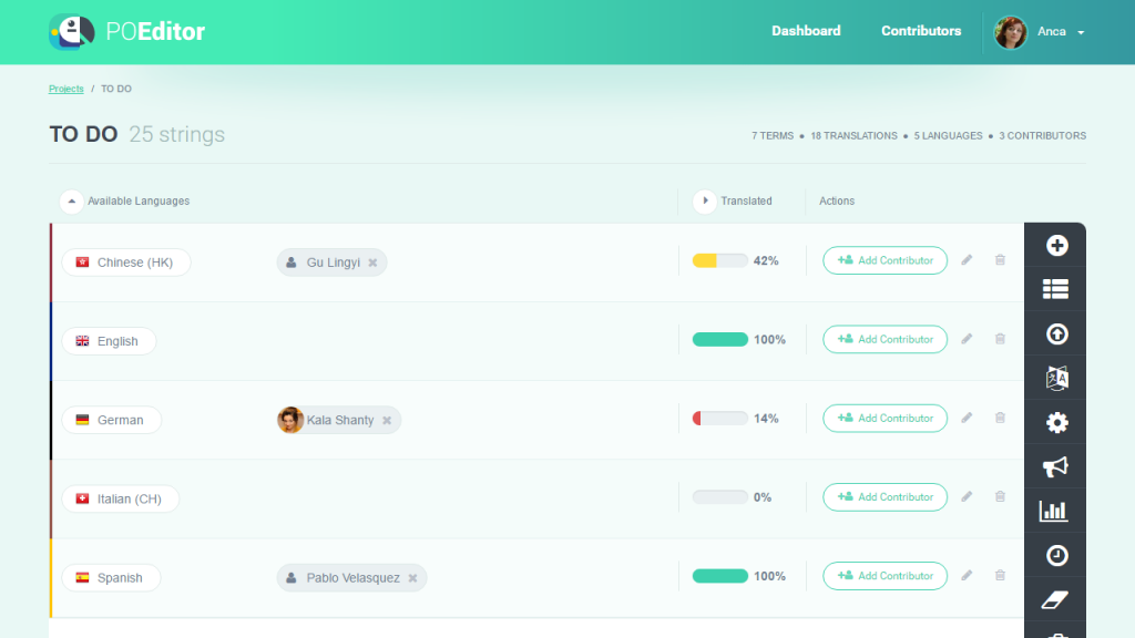 Translation options with the localization platform POEditor
